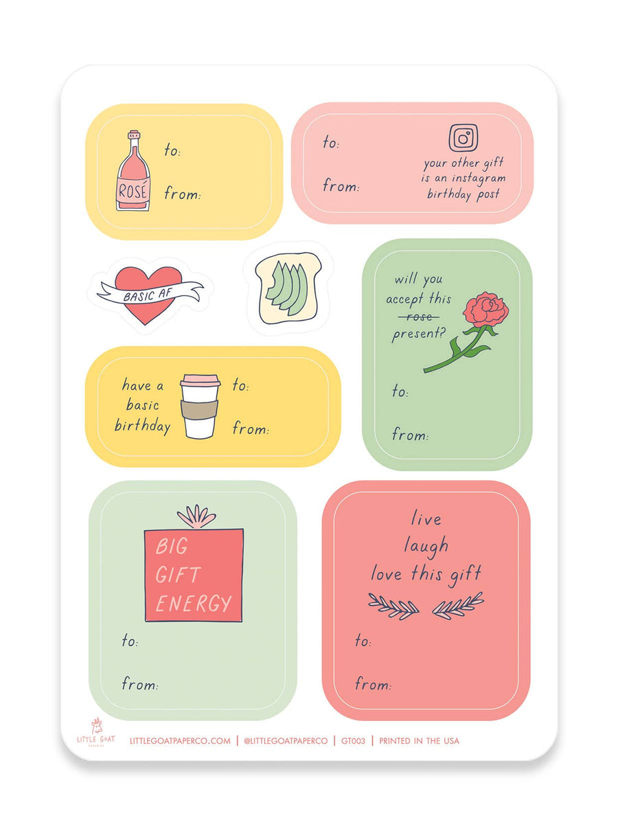 Basic AF Sticker Gift Tag Set – MEMO EVANSVILLE